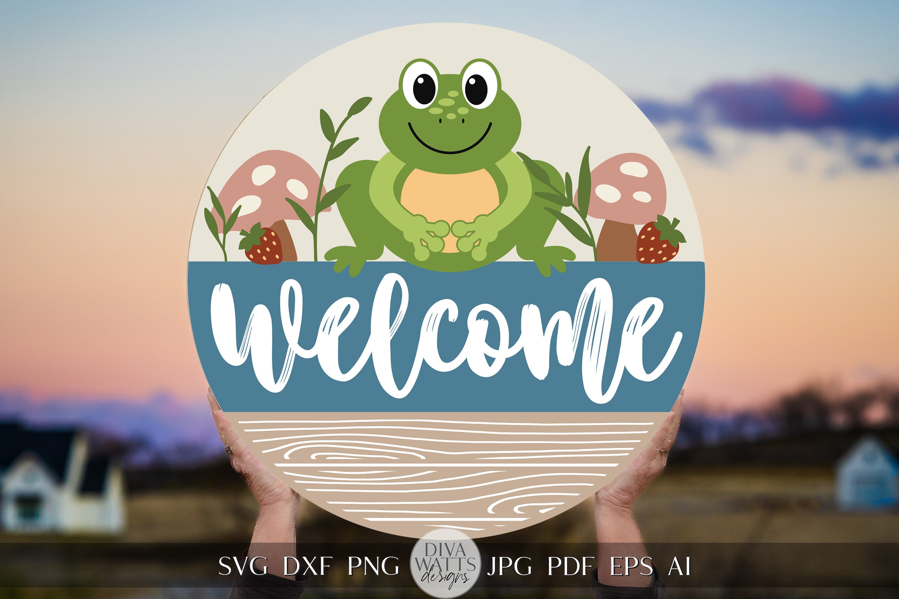 Welcome SVG Cottagecore Door Hanger svg Cottagecore svg for Welcome si ...