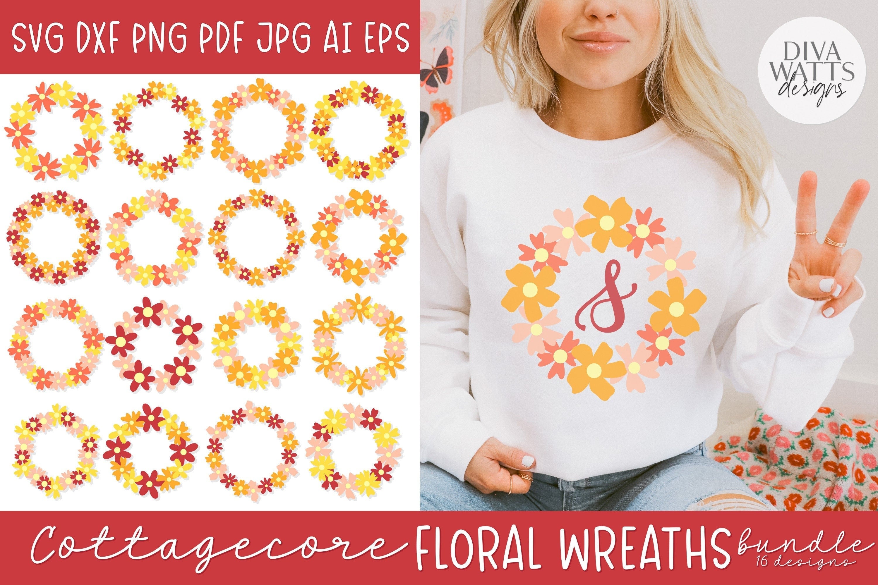 Cottagecore Flower Frames SVG Bundle Floral svg Cottage Core svg Cotta ...