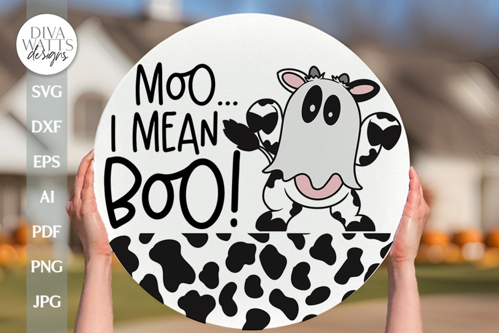 Moo I Mean Boo SVG Cute Cow Ghost SVG Ghost SVG Funny Halloween Ghost ...