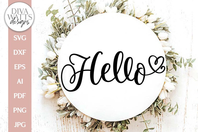 Hello With Heart SVG | Farmhouse Design – Diva Watts Designs