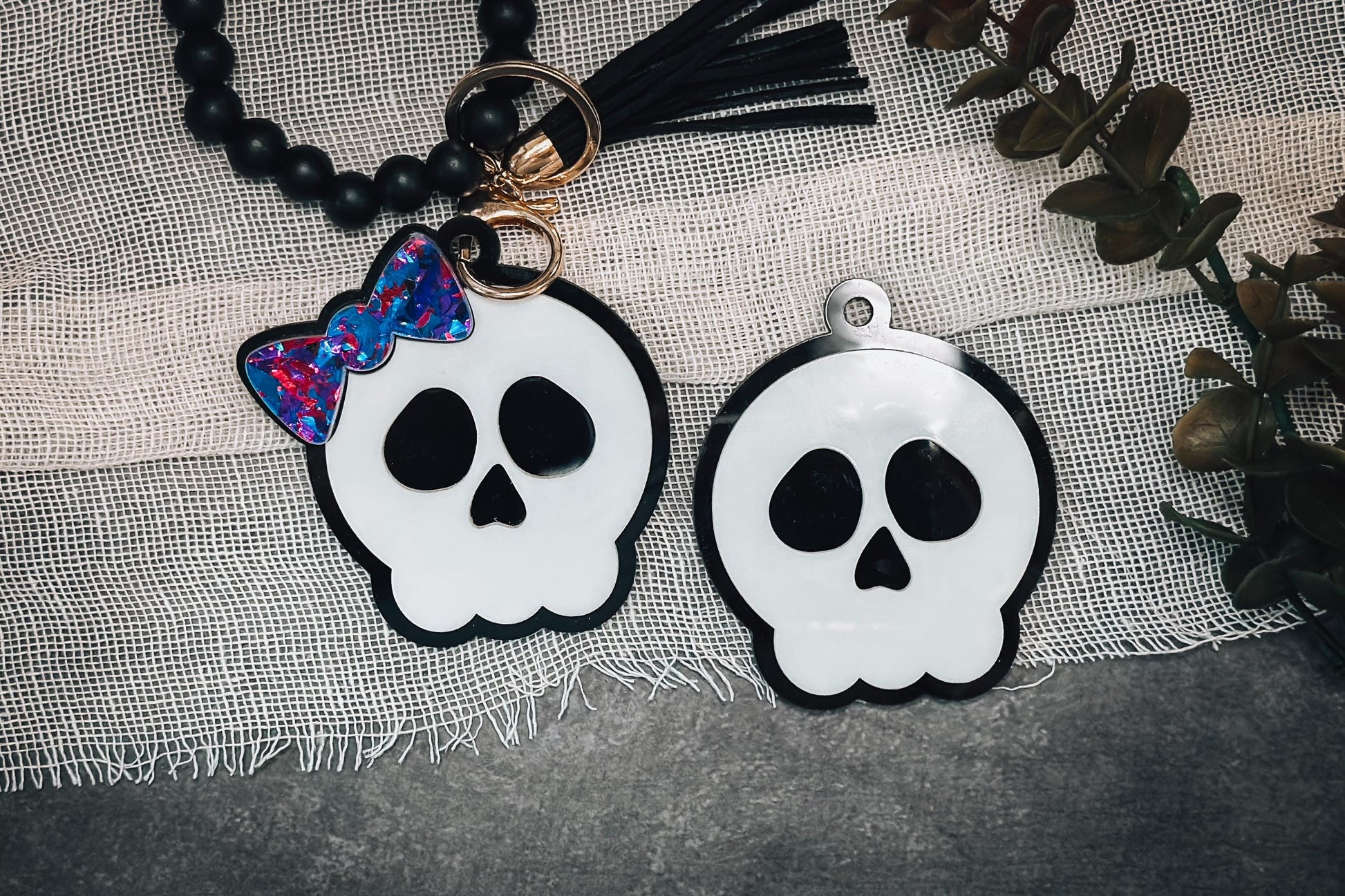 Skull Keychain Set SVG | Boy & Girl Skull Bag Tag | Personalizable Hal ...