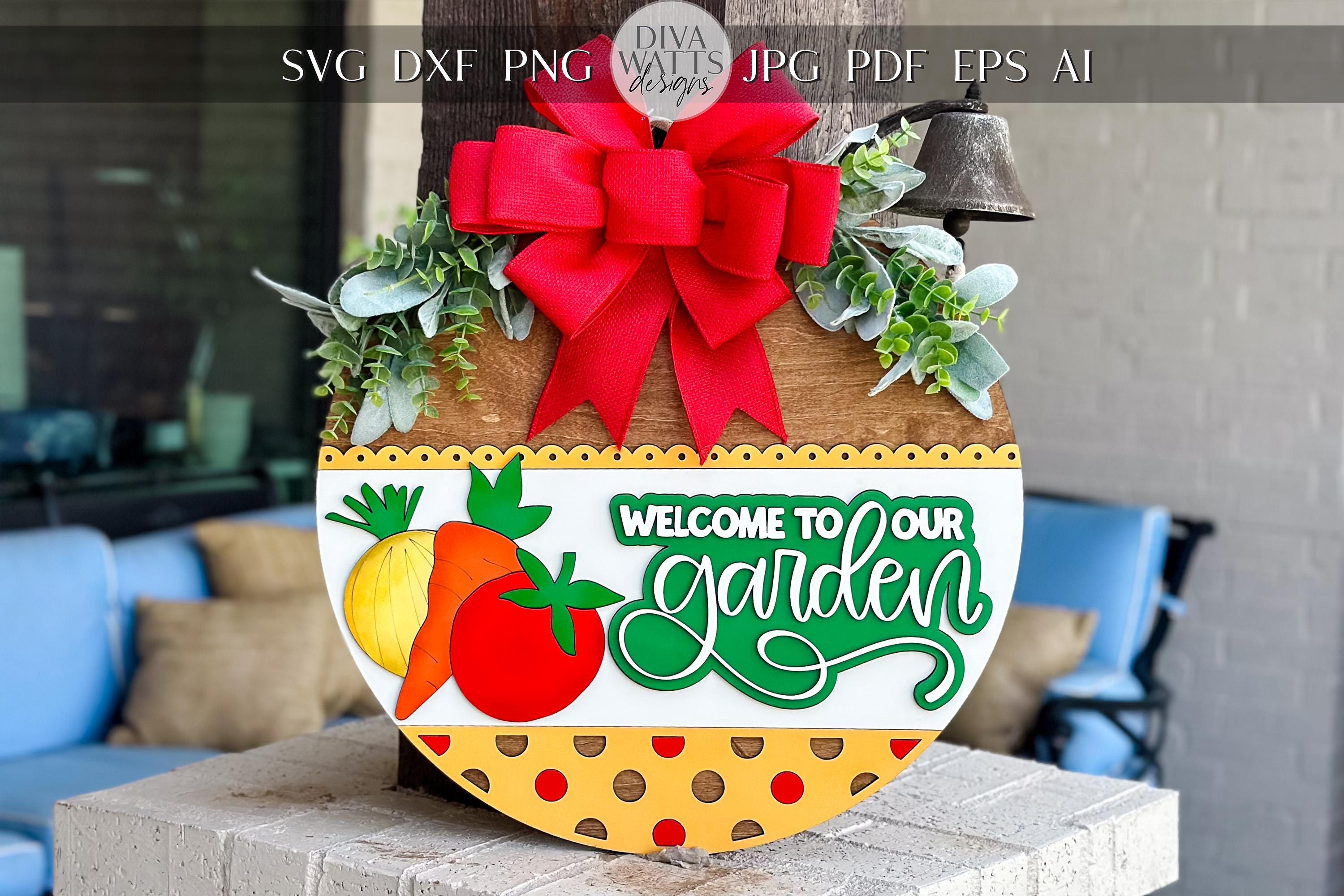 Welcome to Our Garden SVG Laser File | Vegetable Round Door Hanger SVG ...