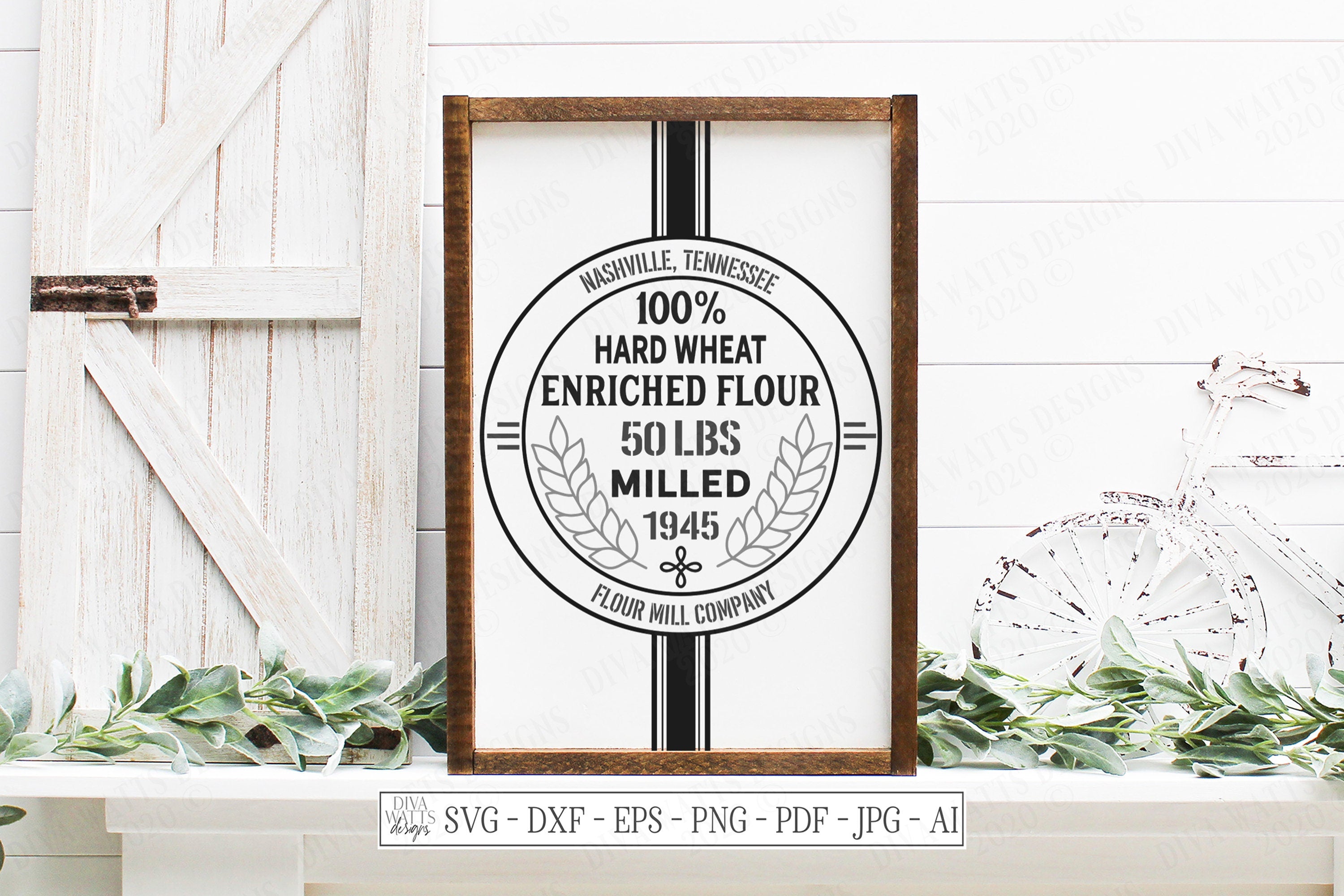 SVG | Vintage Grain Sack | Cutting File | Flour Mill Company Wheat | V ...