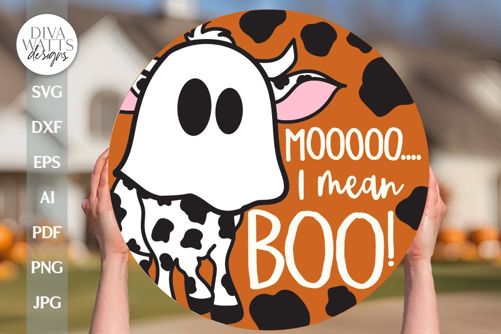 Halloween Ghost Cow SVG Door Hanger Ghost SVG Cowboy Ghost Welcome SVG ...