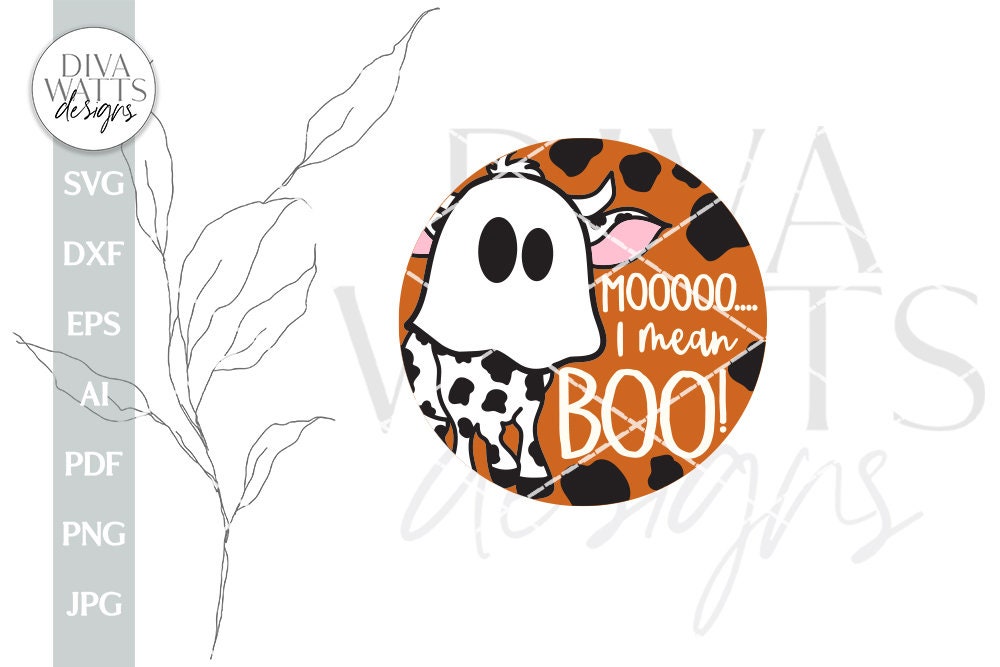 Halloween Ghost Cow SVG Door Hanger Ghost SVG Cowboy Ghost Welcome SVG ...