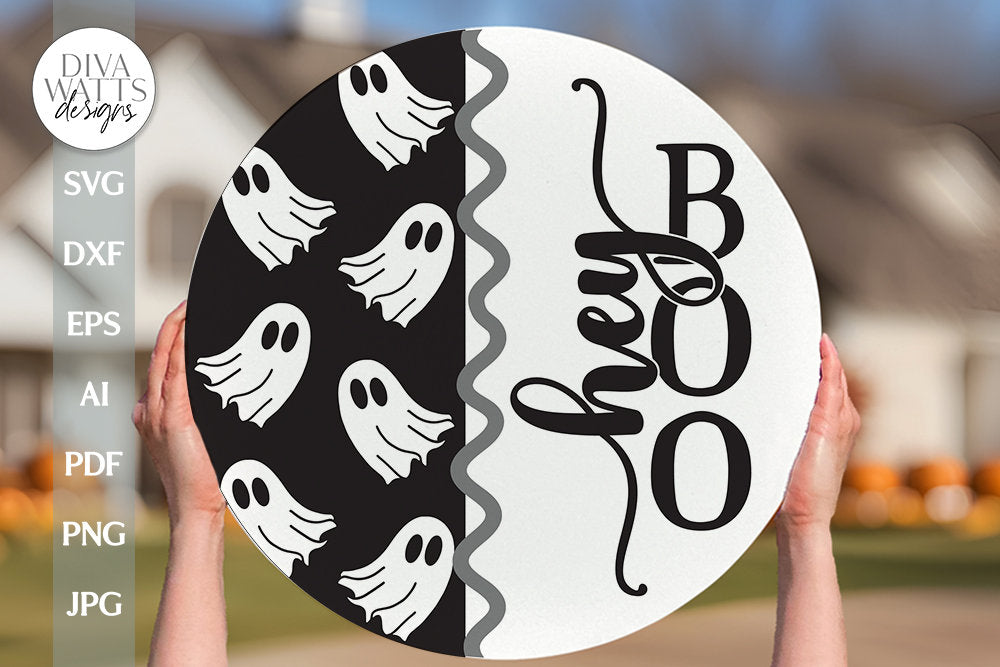 Hey Boo SVG Ghost Door Hanger SVG Ghost SVG Ghost Welcome svg Hallowee ...