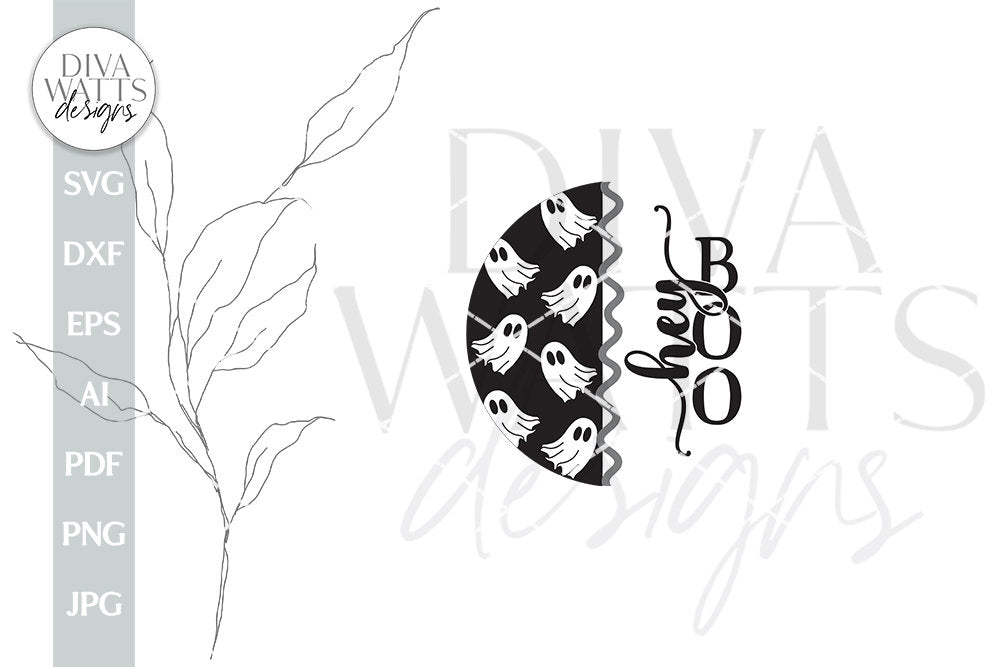 Hey Boo SVG Ghost Door Hanger SVG Ghost SVG Ghost Welcome svg Hallowee ...