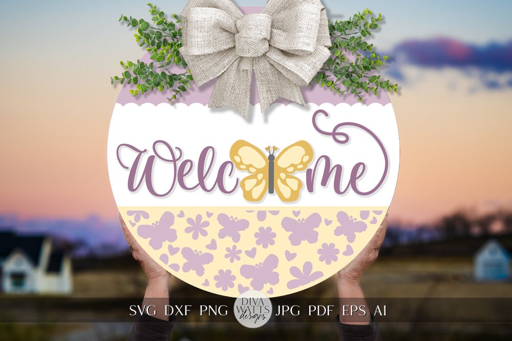 Welcome SVG Butterfly svg Butterfly svg Butterfly Welcome Sign svg But ...